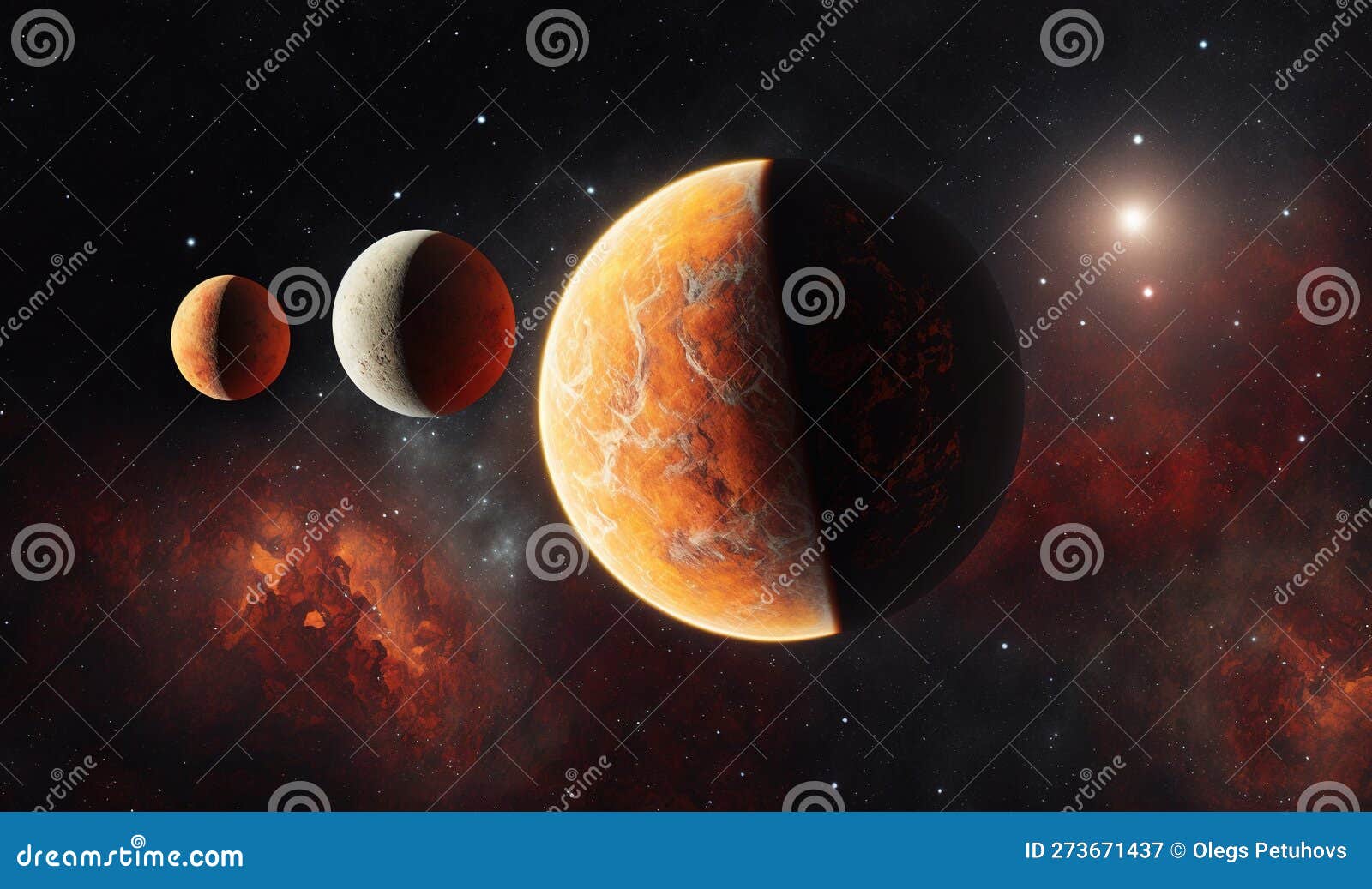 A Group of Planets in the Sky with Stars in the Background Stock ...