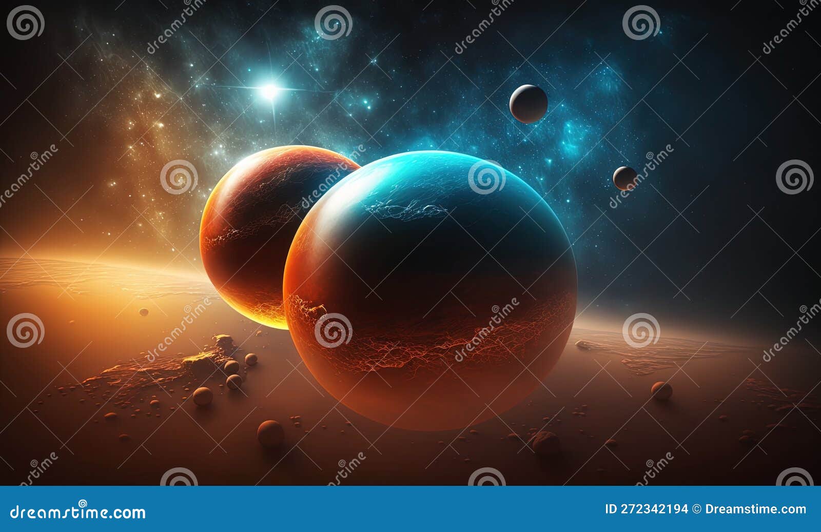 A Group of Planets in a Space with a Bright Light Stock Photo - Image ...