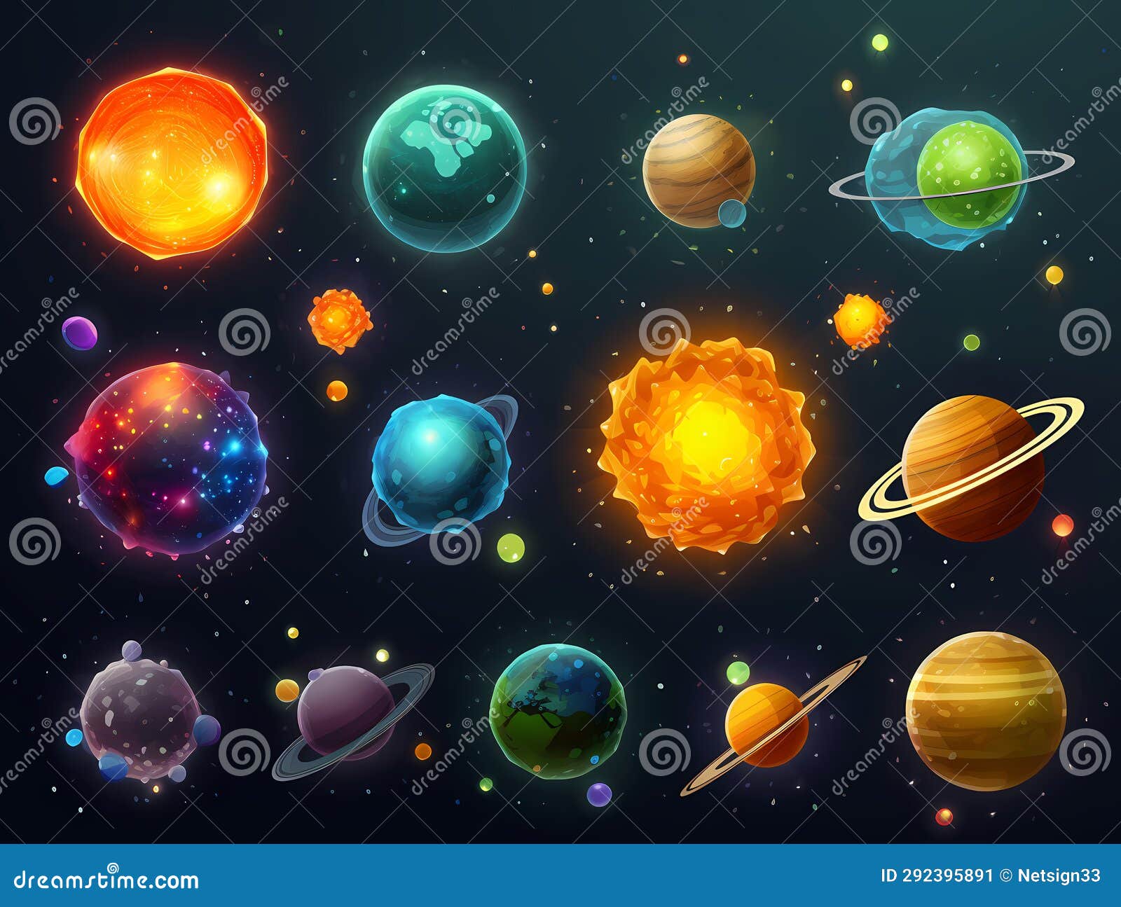 Group of Planets in Space stock illustration. Illustration of spaceship ...