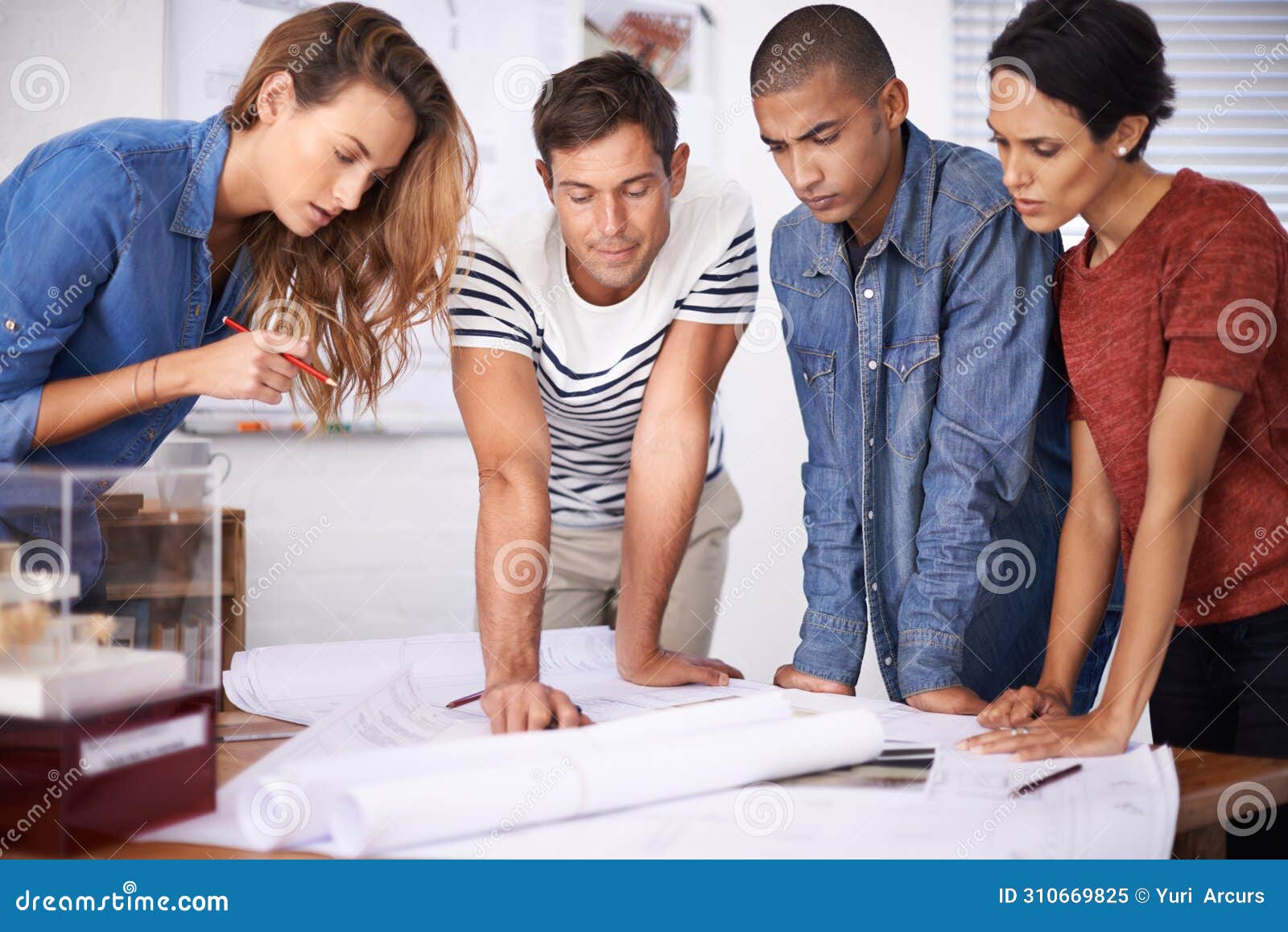 Group, Planning and Architects with Blueprint for Discussion, Building ...