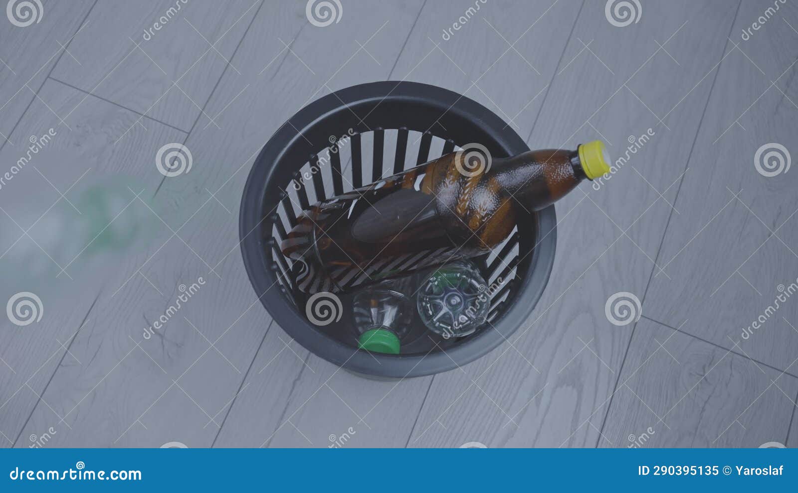 Group of Plastic Bottles Falling into Small Black Bin Stock Video ...