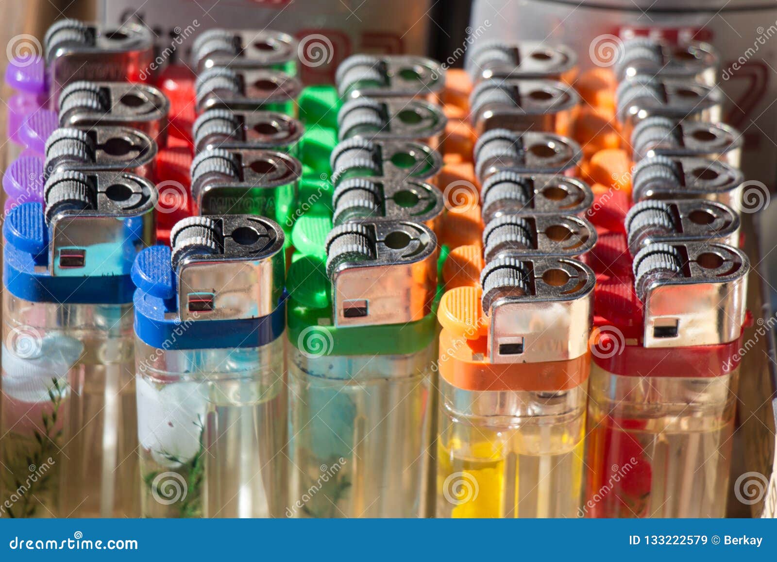 Group of Plastic Colorful Lighters on Display Stock Image - Image of ...