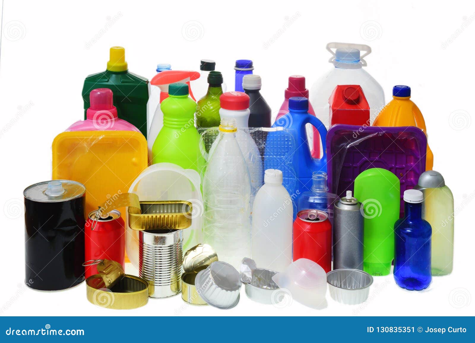 Group of Plastic and Metal Containers Stock Image - Image of bottle ...