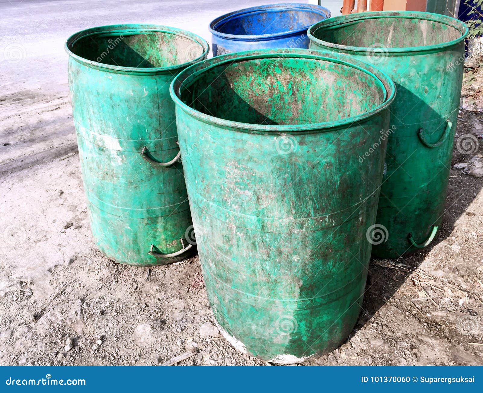 Group of Plastic Trash Bins Stock Photo - Image of city, container ...