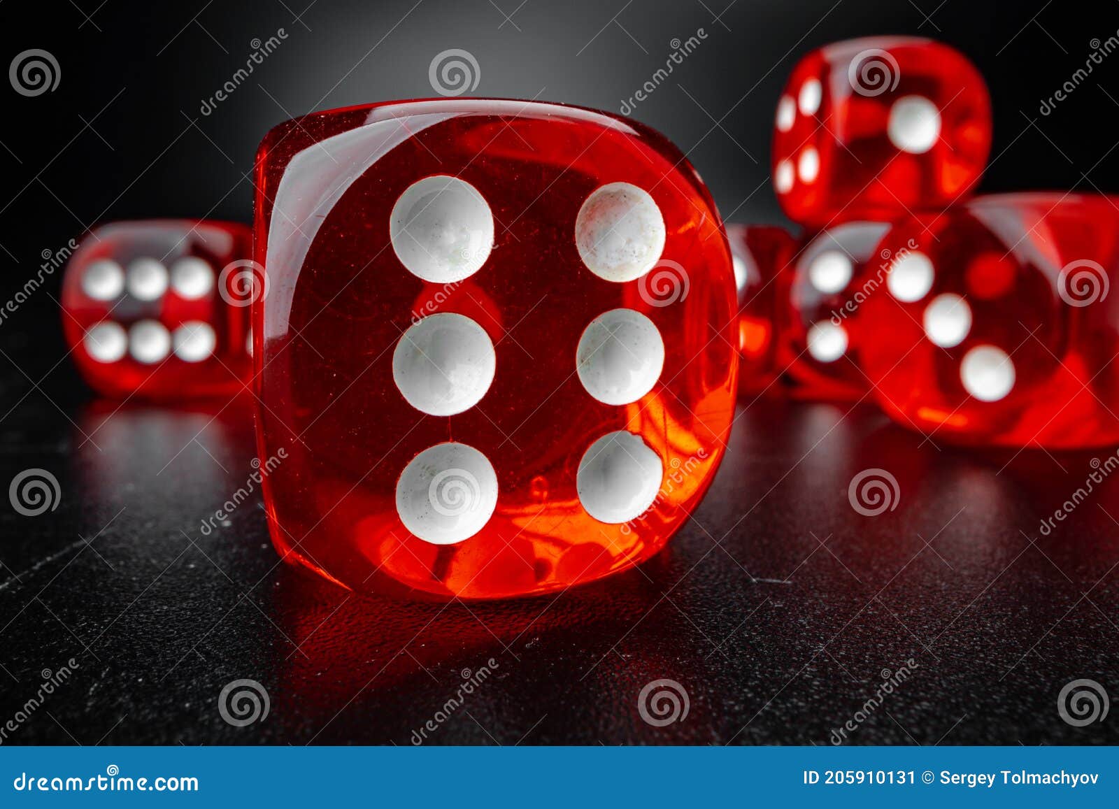 Group of Playing Dice Cubes on Black Surface, Macro Stock Image - Image ...
