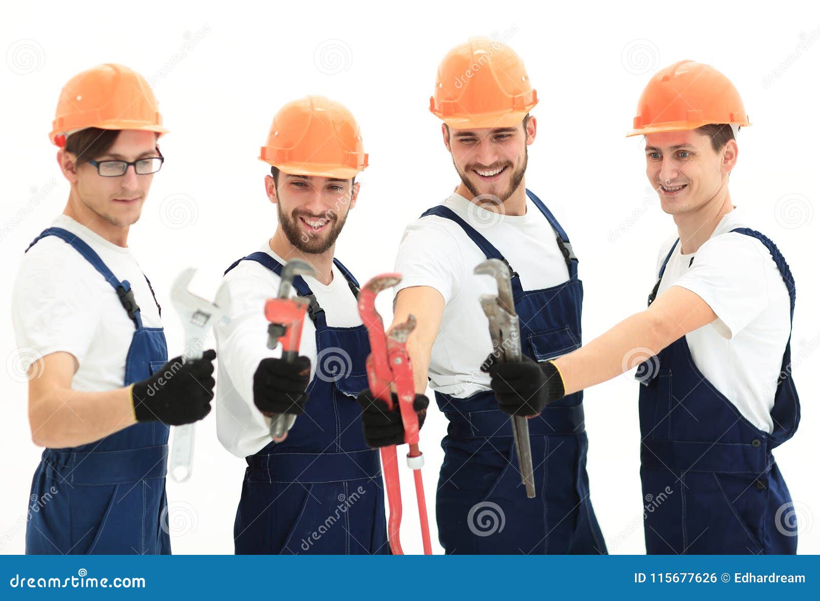 Group of Plumbers with Working Tools Stock Photo - Image of ...