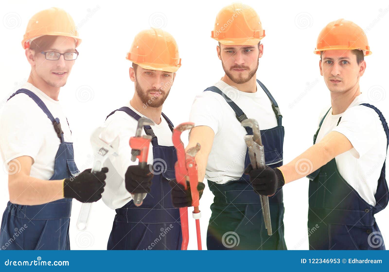 Group of Plumbers with Working Tools Stock Image - Image of foreman ...