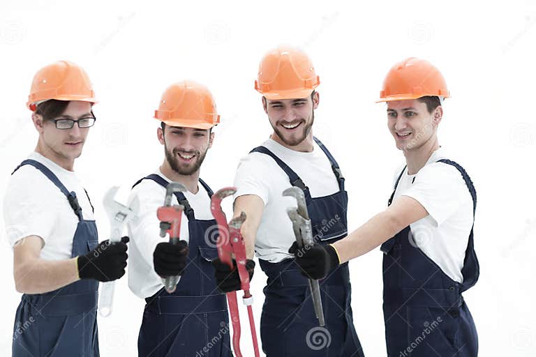 Group of Plumbers with Working Tools Stock Image - Image of labor, male ...