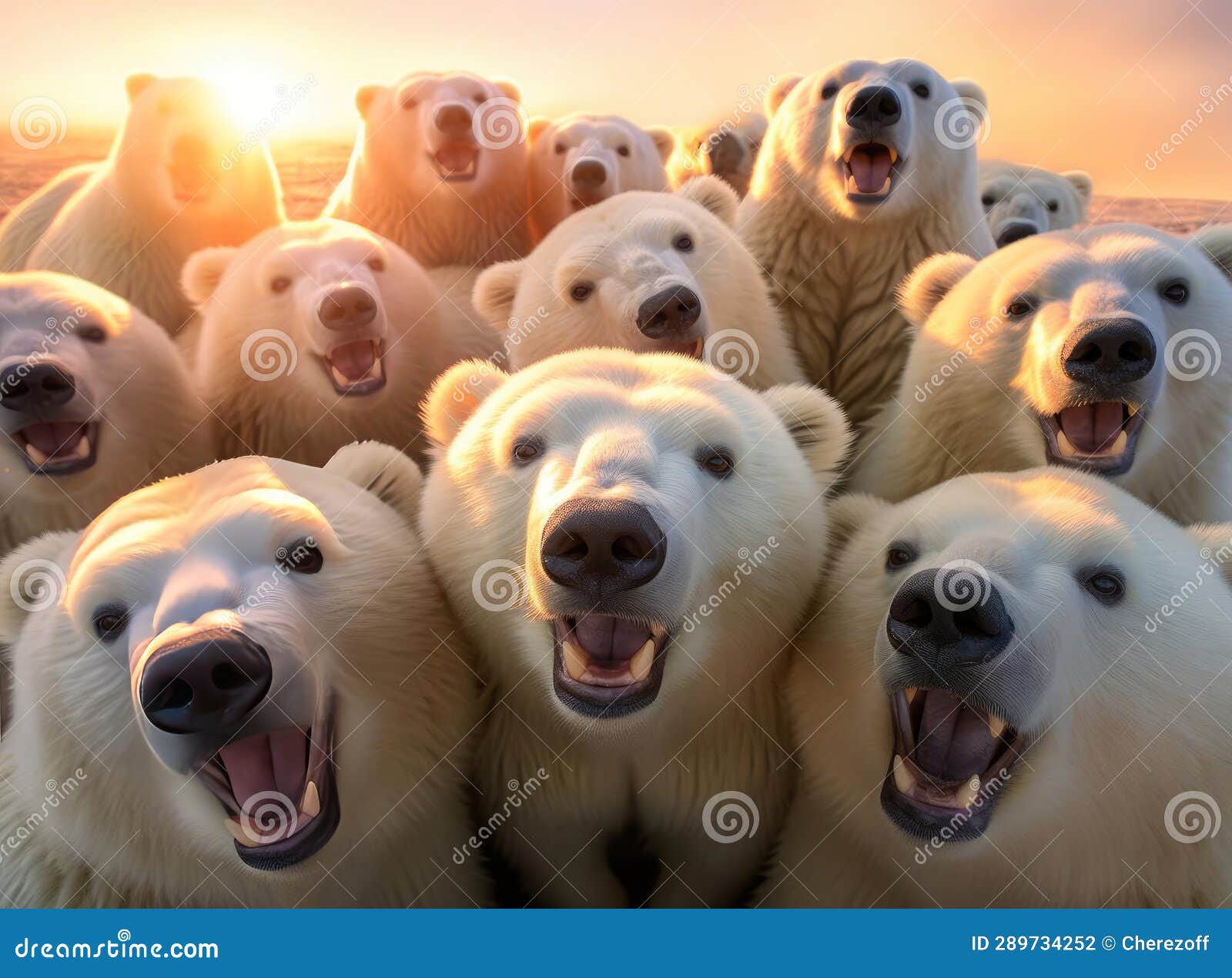 A group of polar bears stock photo. Image of bear, warming - 289734252