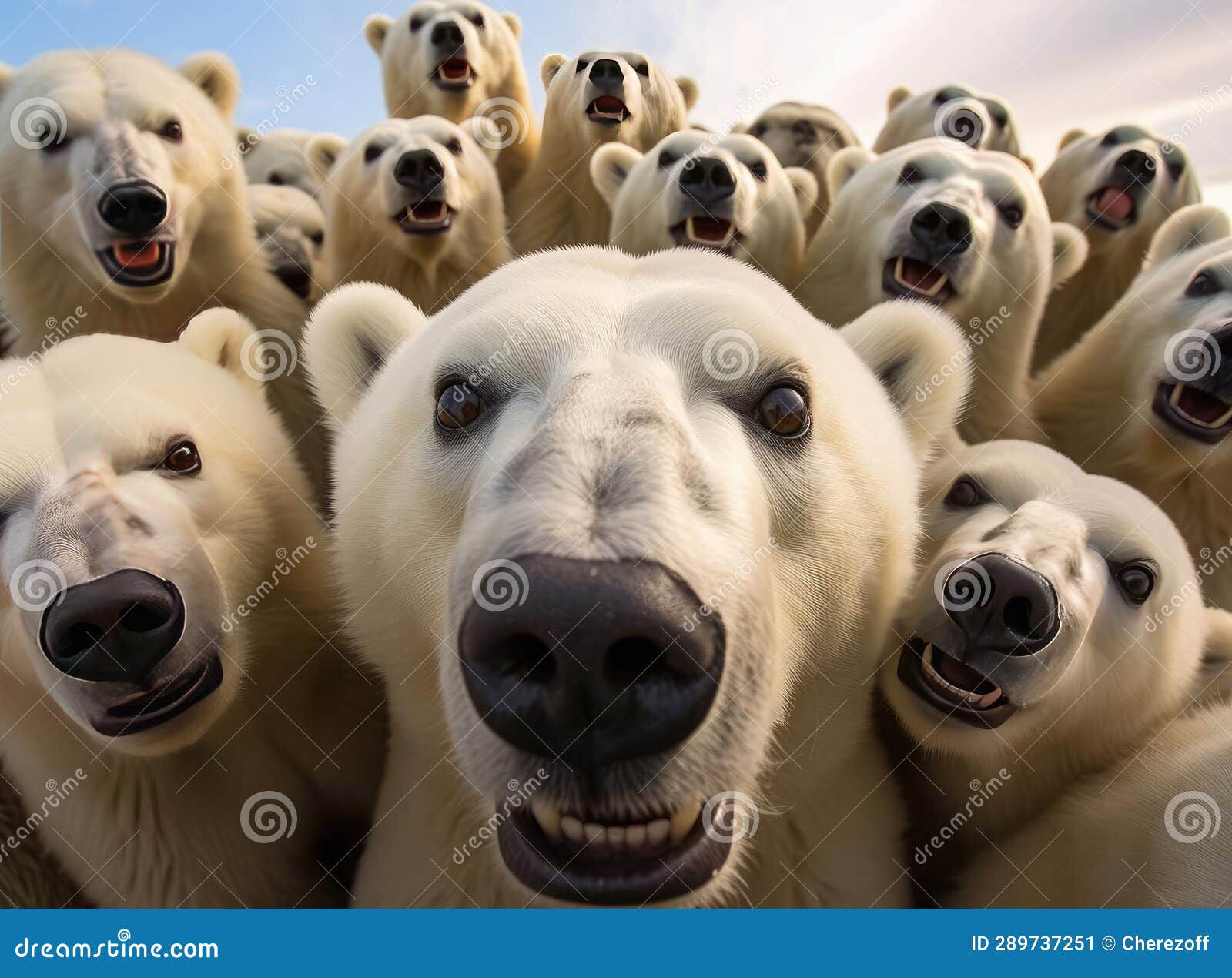 A group of polar bears stock image. Image of poster - 289737251