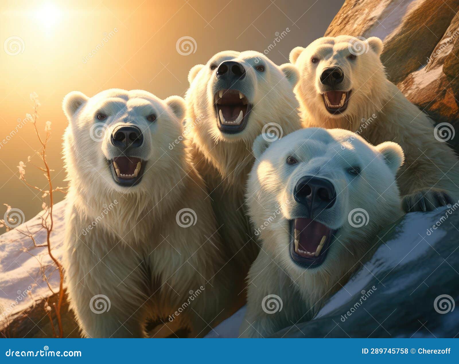A group of polar bears stock photo. Image of global - 289745758