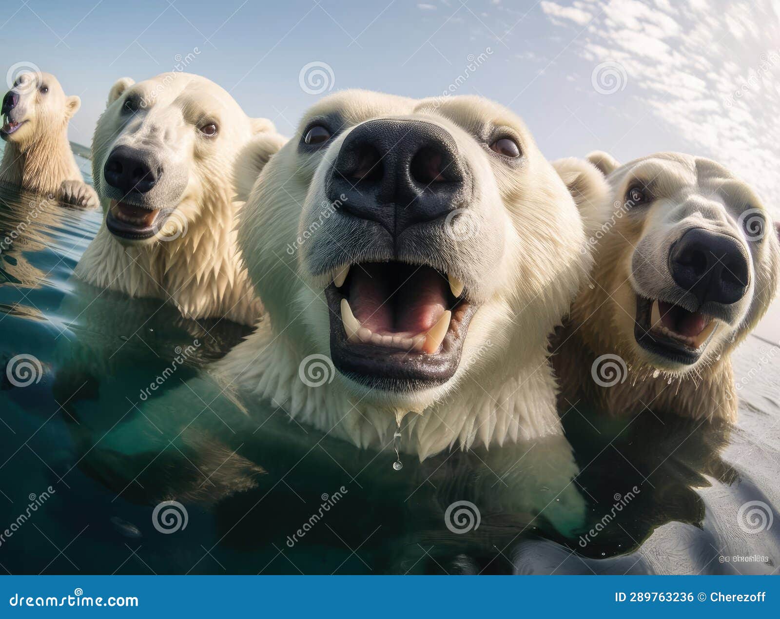 A group of polar bears stock photo. Image of mammal - 289763236