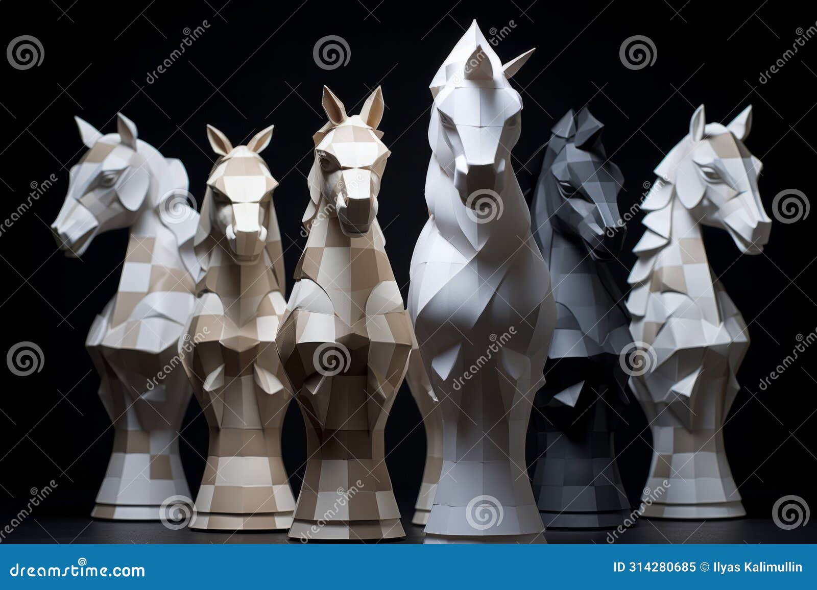 Group of Polygonal Knight Chess Pieces Stock Image - Image of strategy, horse: 314280685