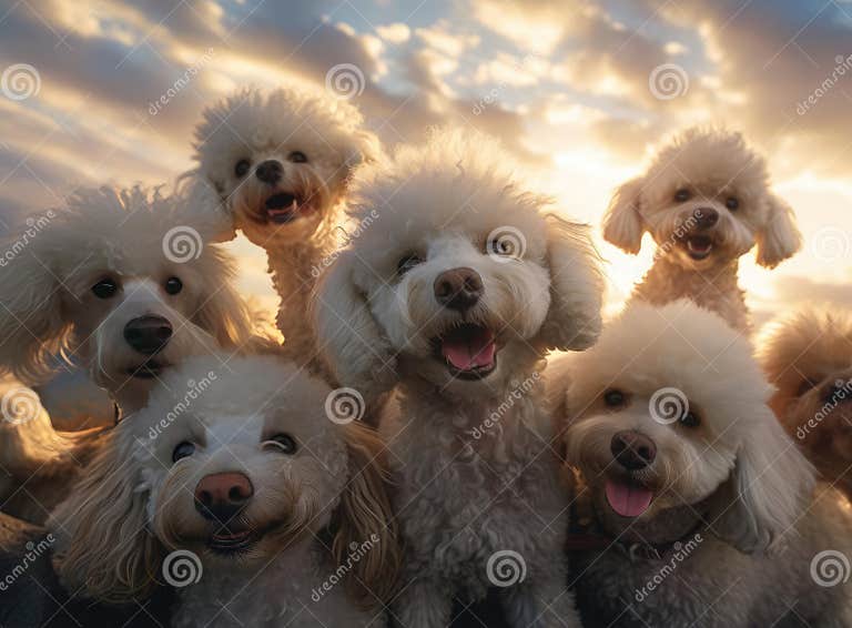 A group of poodles stock image. Image of studio, looking - 290936159