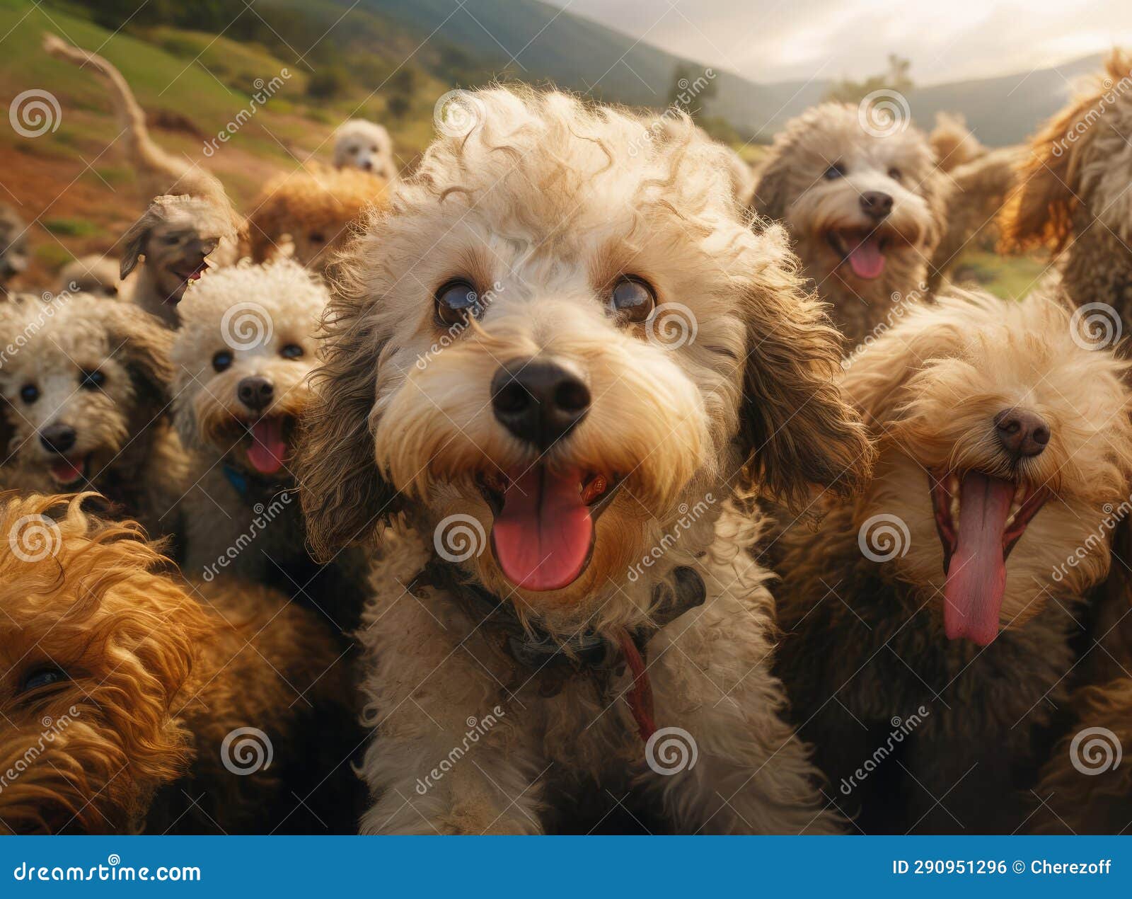A group of poodles stock photo. Image of obedience, group - 290951296