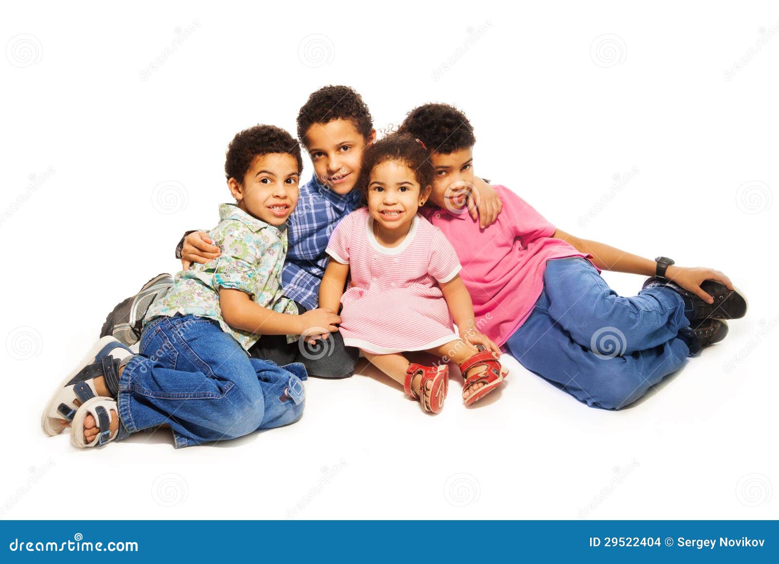 Group Portrait of Black Siblings Stock Photo - Image of happy, floor ...