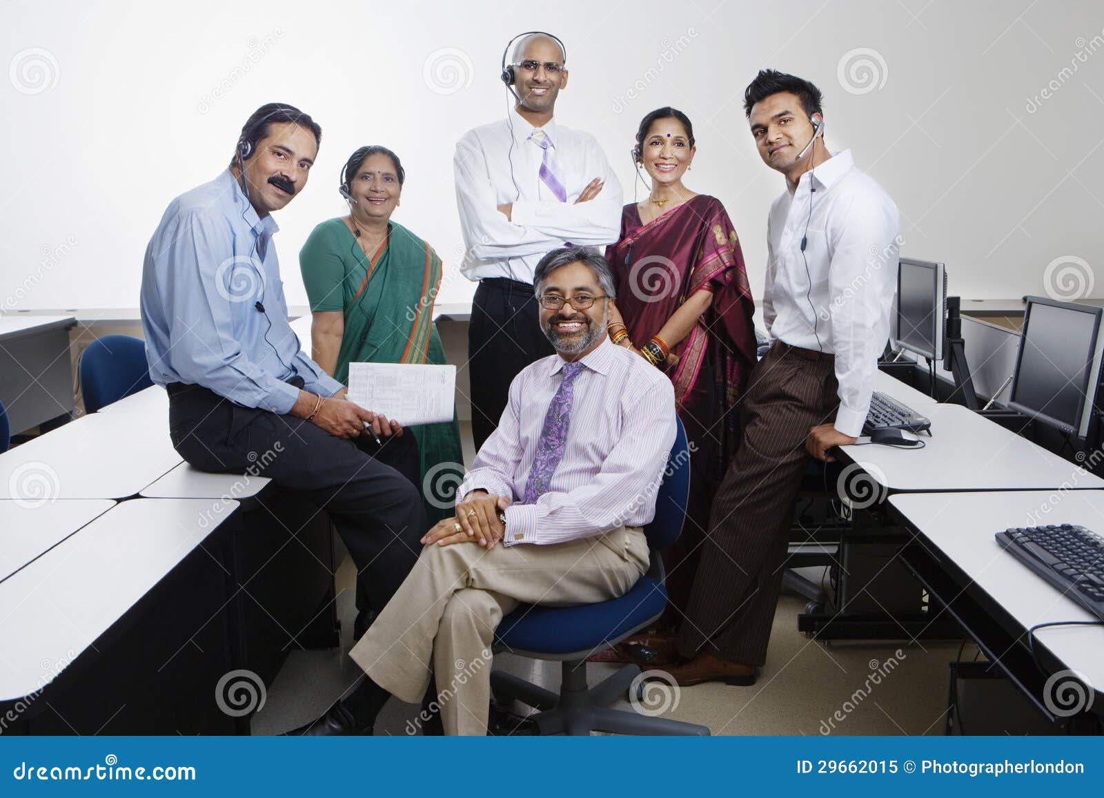 Group Portrait of Call Center Employees Stock Image - Image of ...
