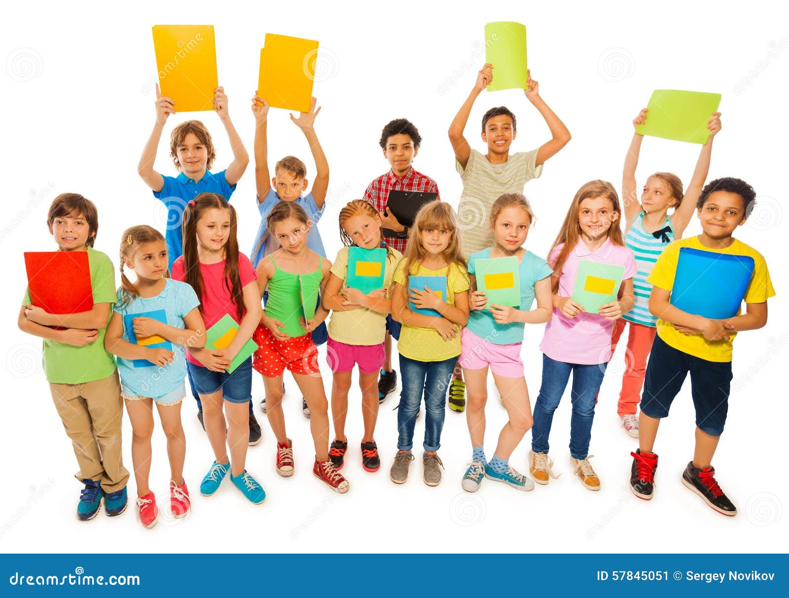 Group Portrait of Class Isolated on White Stock Image - Image of ...