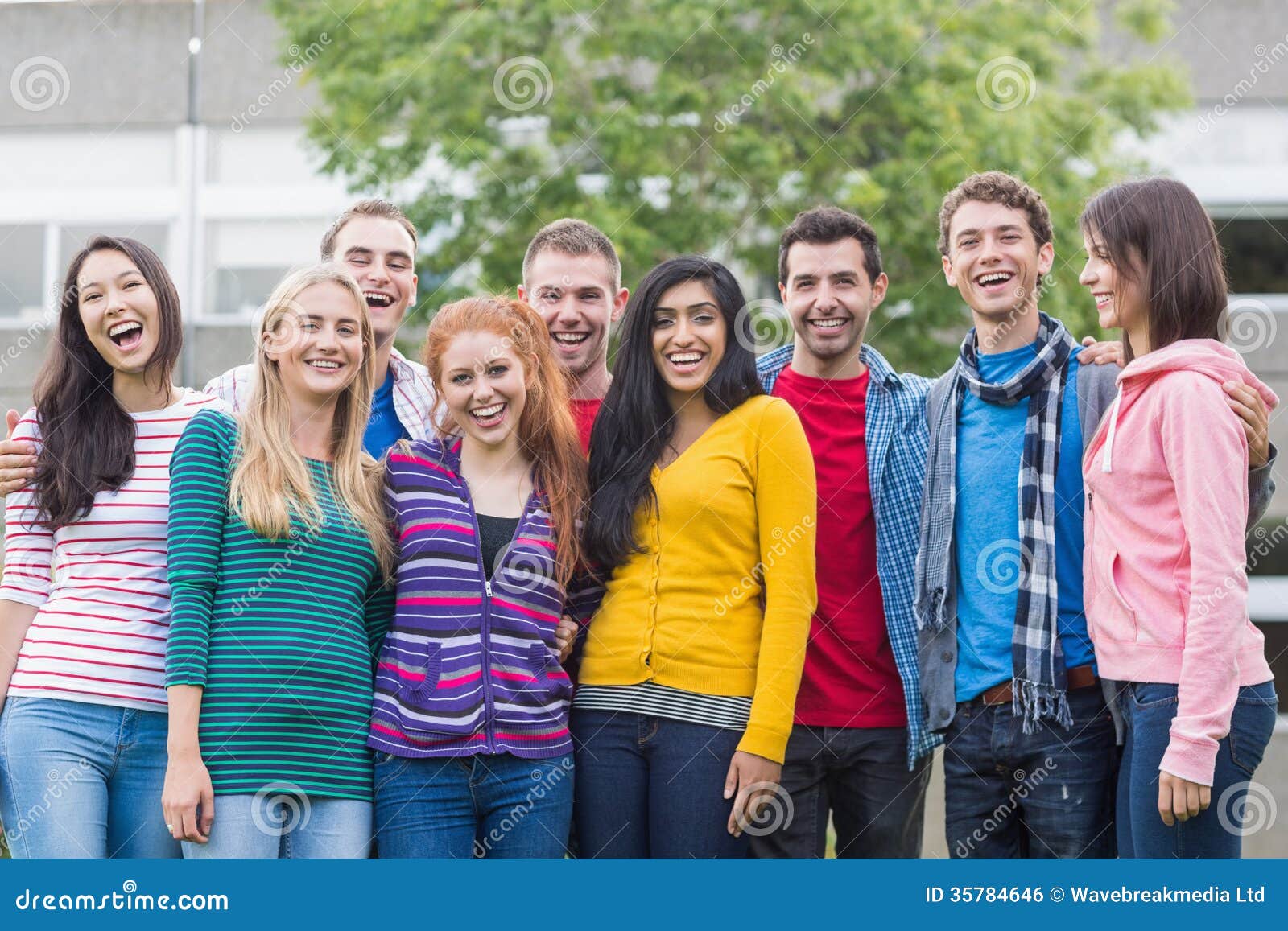 Group Portrait of College Students in Park Stock Photo - Image of ...