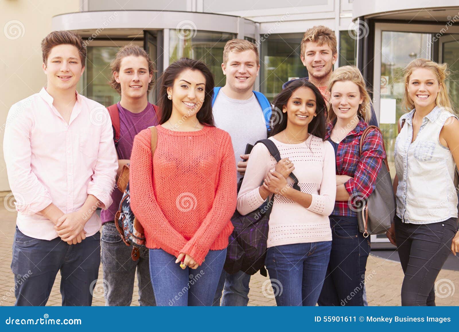 Group Portrait of College Students with Tutor Stock Image - Image of ...