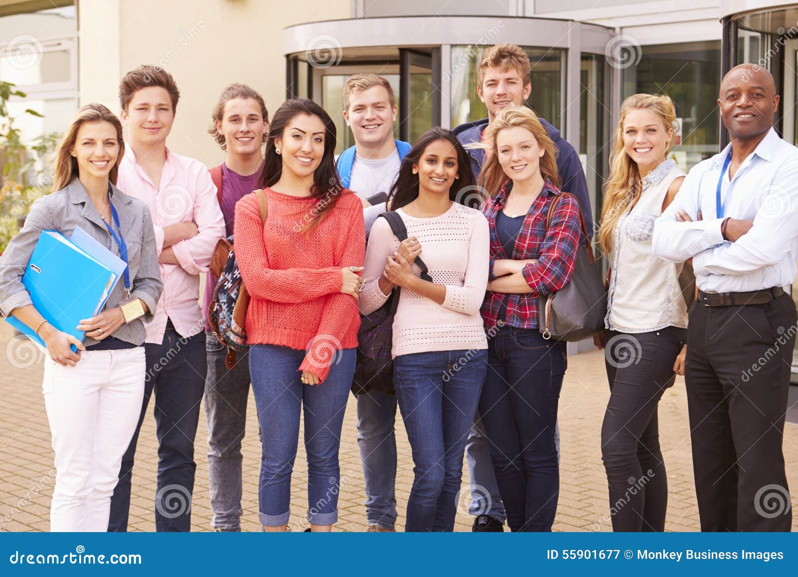 Group Portrait of College Students with Tutor Stock Image - Image of ...