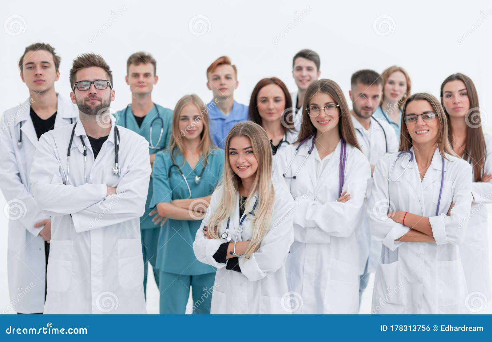 Group Portrait of Doctors and Interns Standing Together Stock Photo ...