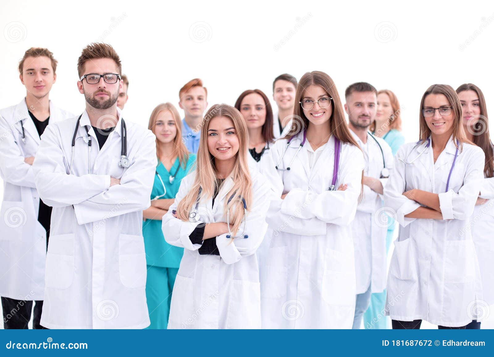 Group Portrait of Doctors and Interns Standing Together Stock Photo ...