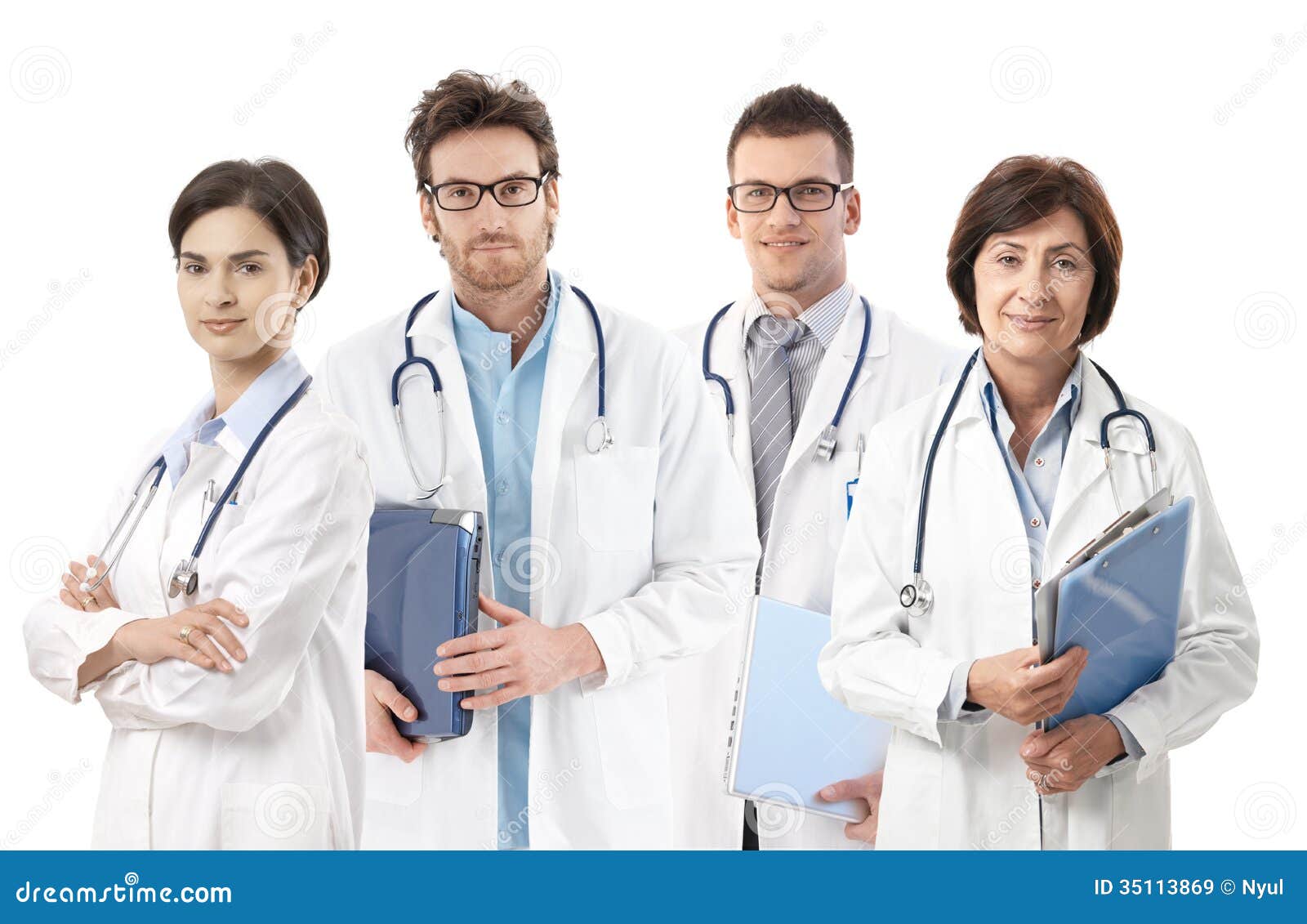 Group Portrait of Doctors on White Background Stock Image - Image of ...