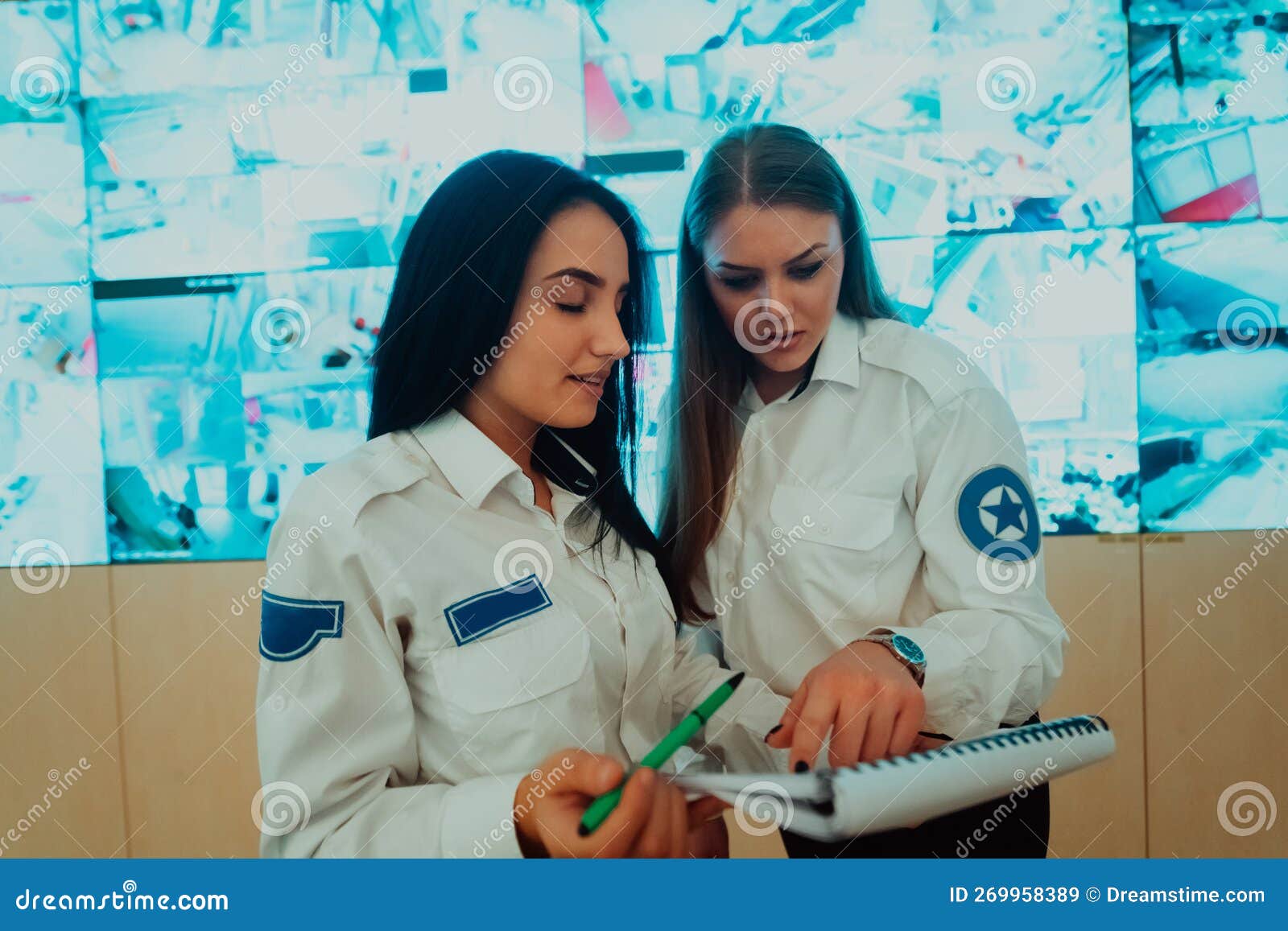 Group Portrait of Female Security Operator while Working in a Data ...