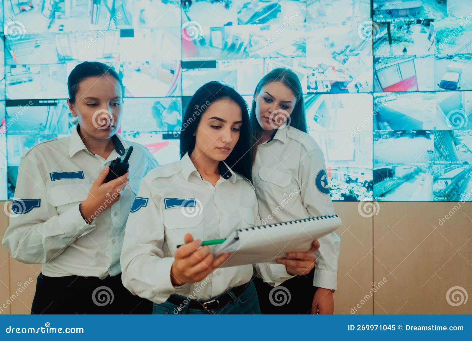 Group Portrait of Female Security Operator while Working in a Data ...