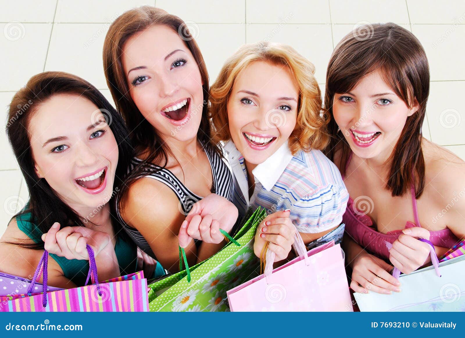 Group Portrait of Laughing Girls Stock Photo - Image of four, cheerful ...