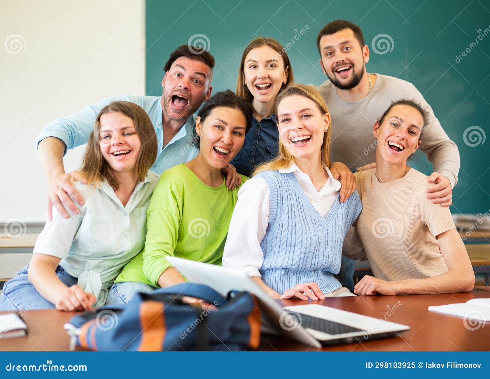 Group Portrait of Group of University Students in Classroom Stock Image ... Group Portrait of Group of University Students in Classroom Stock Image ...