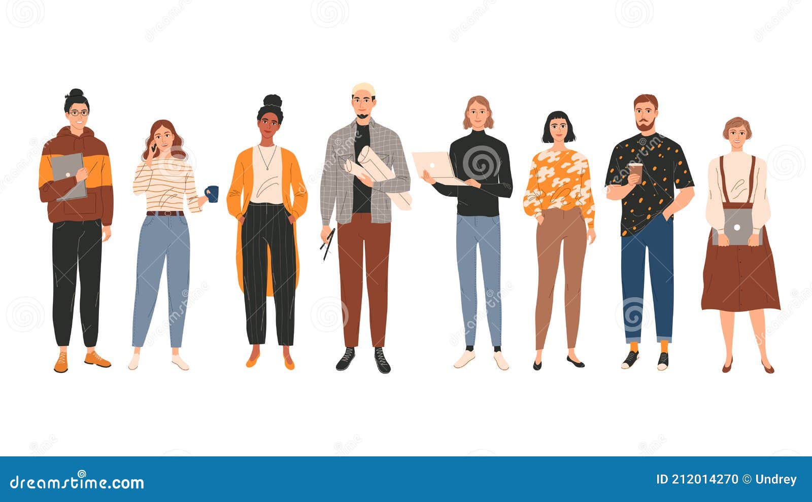 Group Portrait of Young Creative People Professionals Stock Vector ...