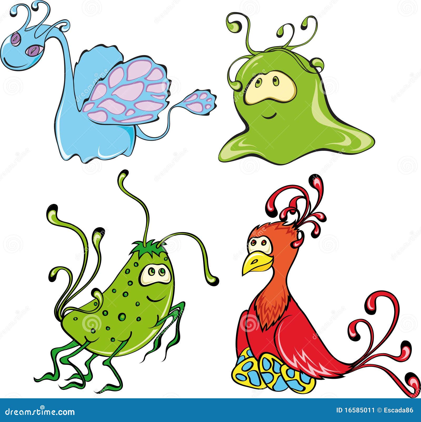 Group of Positive Monsters. Stock Vector - Illustration of tail, flying ...