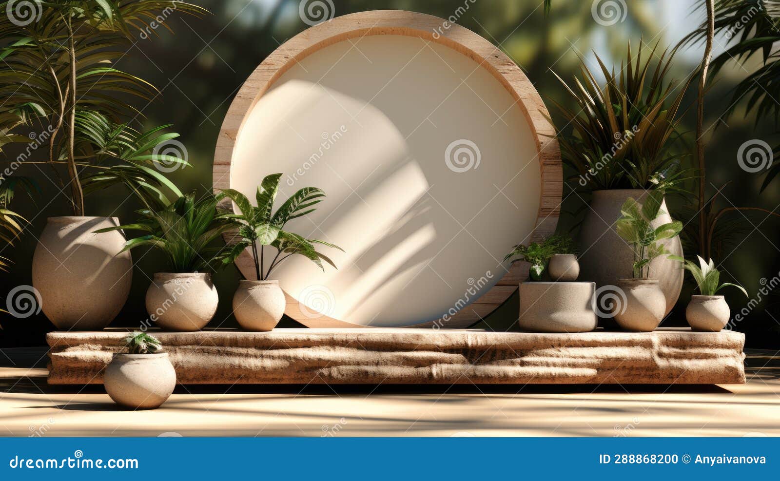 A Group of Potted Plants in Front of a Mirror. Stage, Podium for Beauty ...