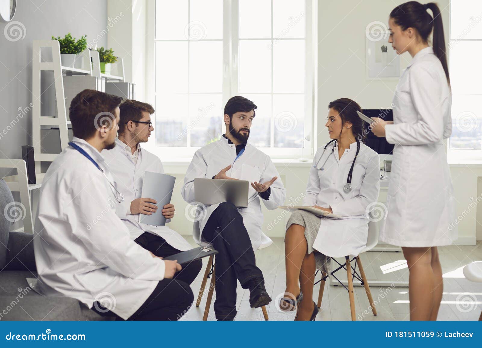Group of Practicing Doctors in a Meeting Discuss the Diagnosis of a ...