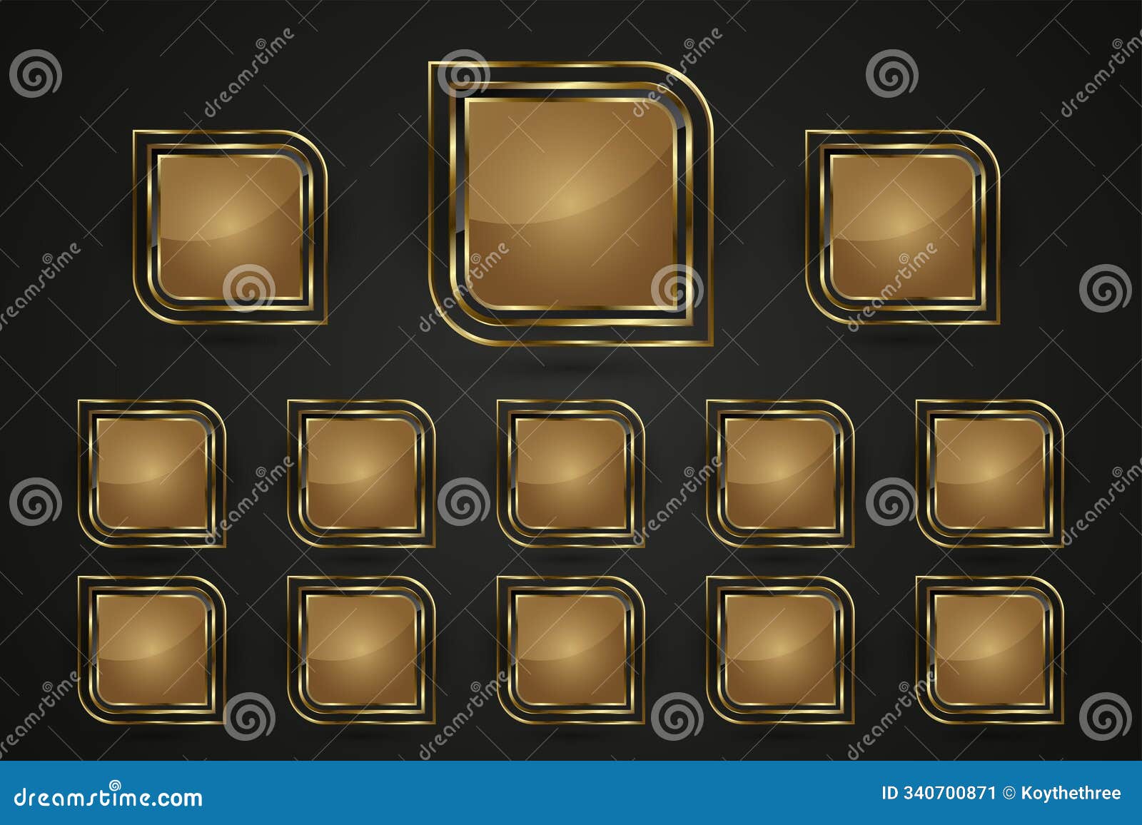 Group of Premium Gold Buttons Design in Luxury and Set of Gold Buttons ...