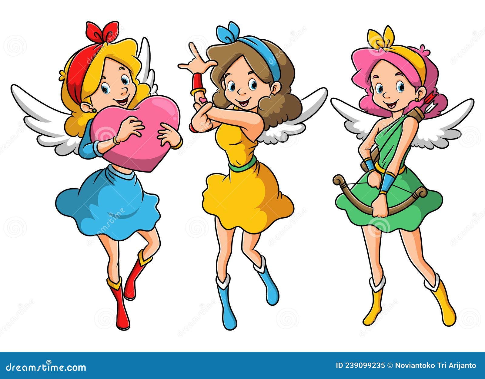 The Group of the Pretty Angel with the Different Pose Stock Vector ...