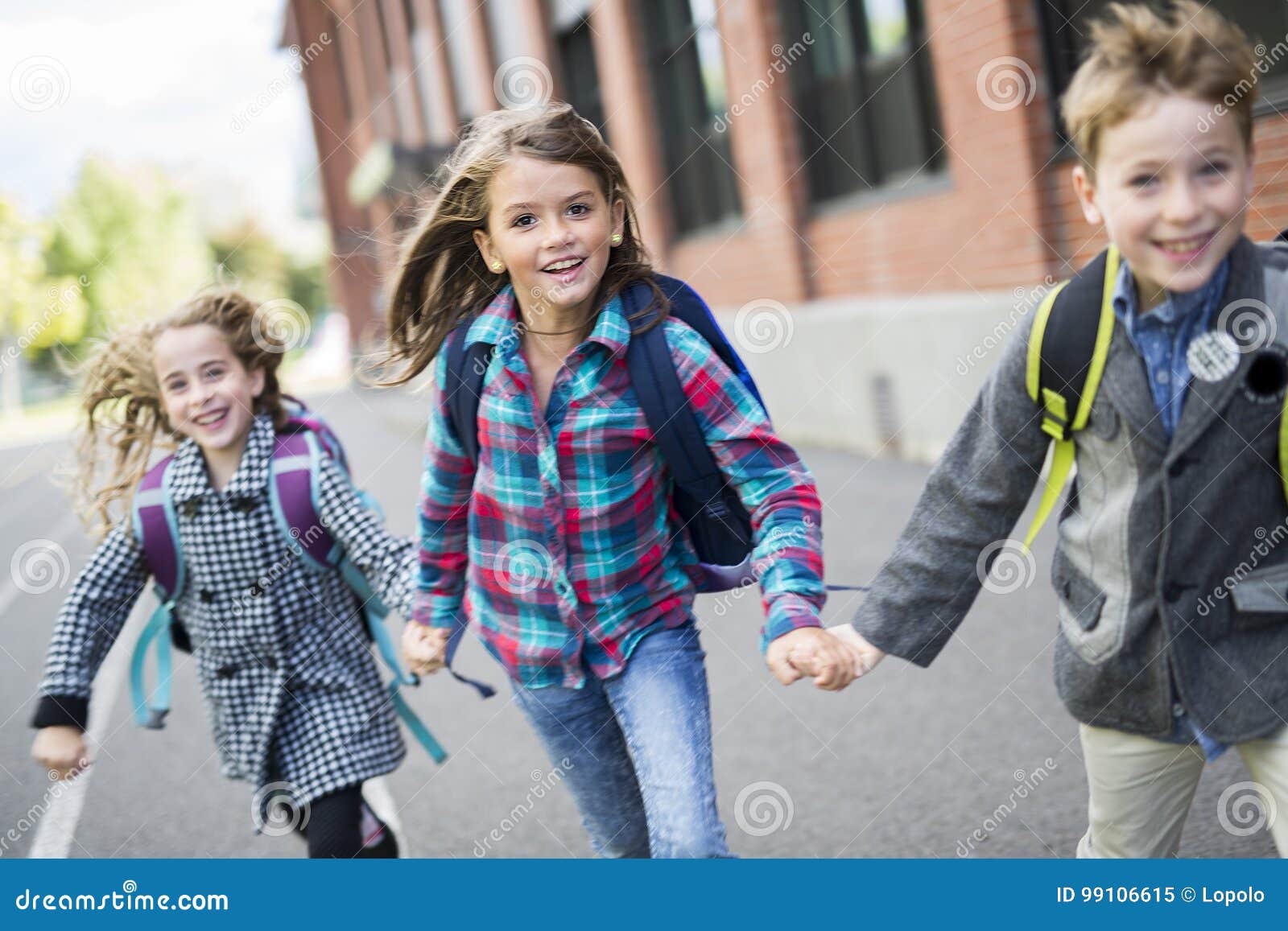 Group of Primary Pupils Outside Classroom Stock Image - Image of ...