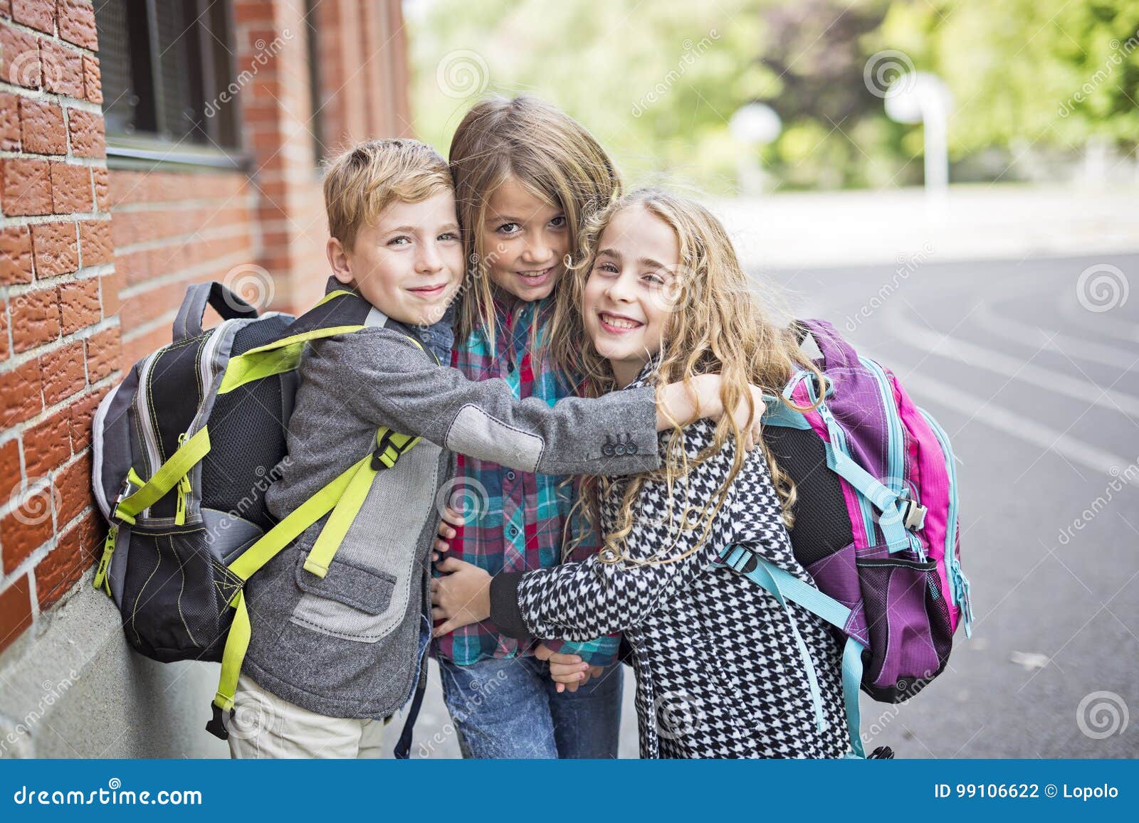 Group of Primary Pupils Outside Classroom Stock Photo - Image of ...