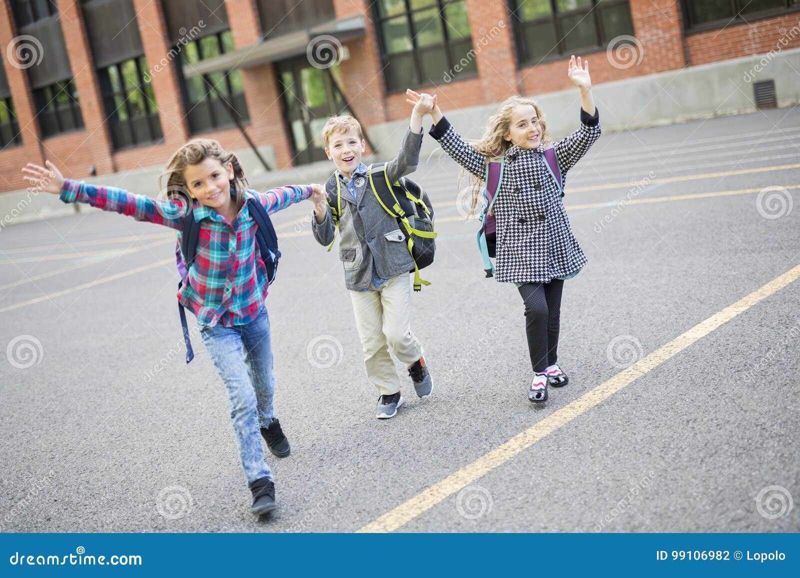 Group of Primary Pupils Outside Classroom Stock Photo - Image of ...