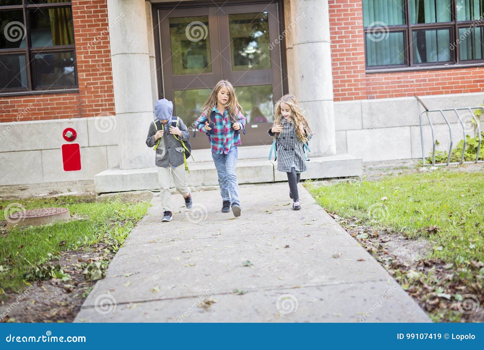 Group of Primary Pupils Outside Classroom Stock Image - Image of ...