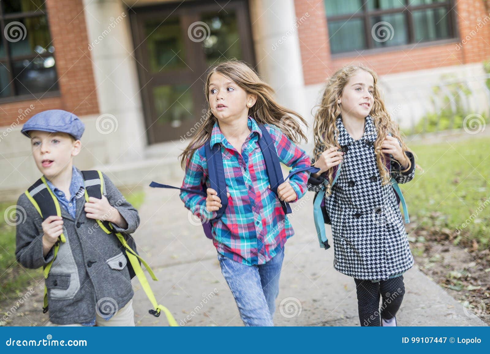 Group of Primary Pupils Outside Classroom Stock Image - Image of ...