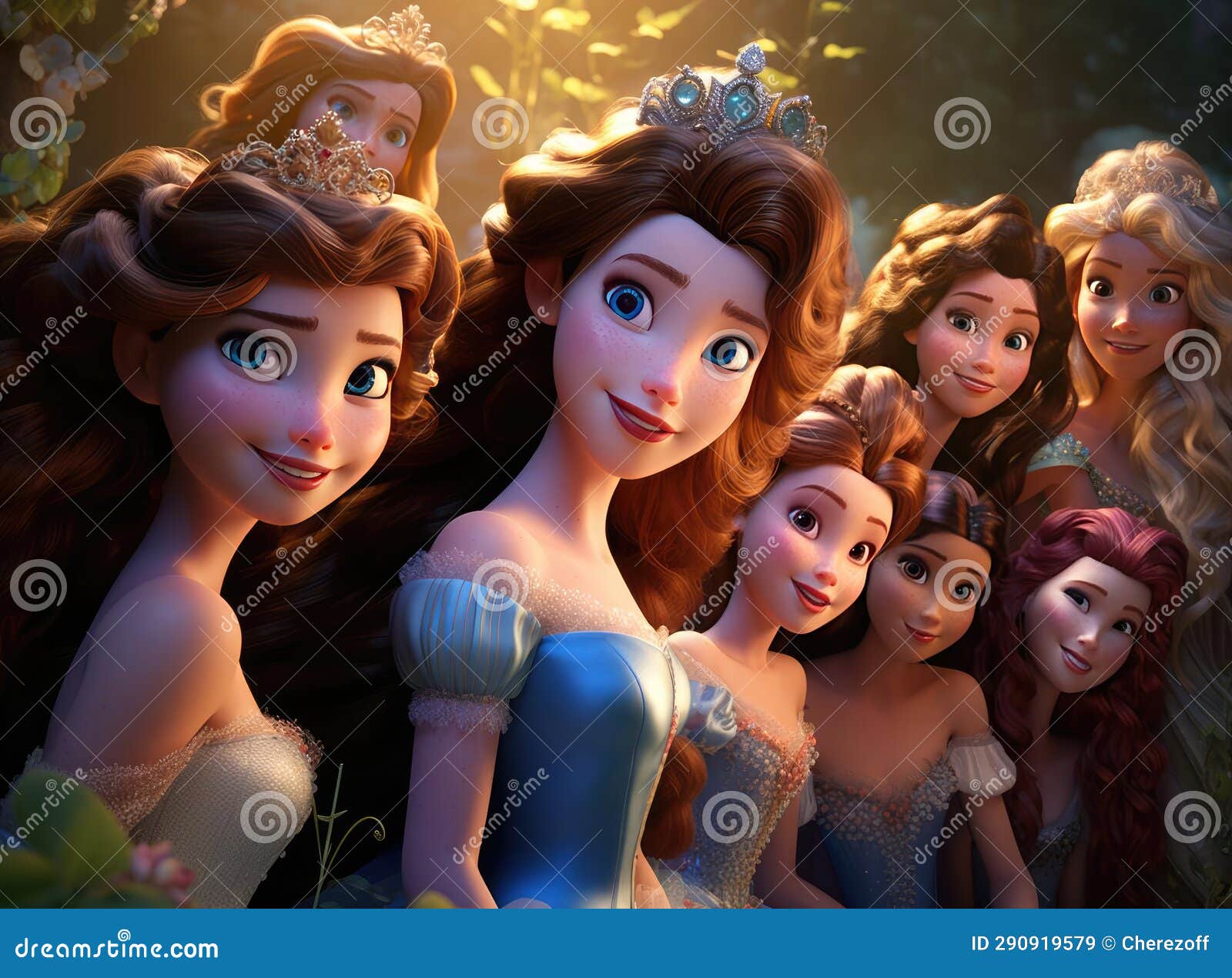 A Group of Princesses Smiling Stock Image - Image of character, selfies ...