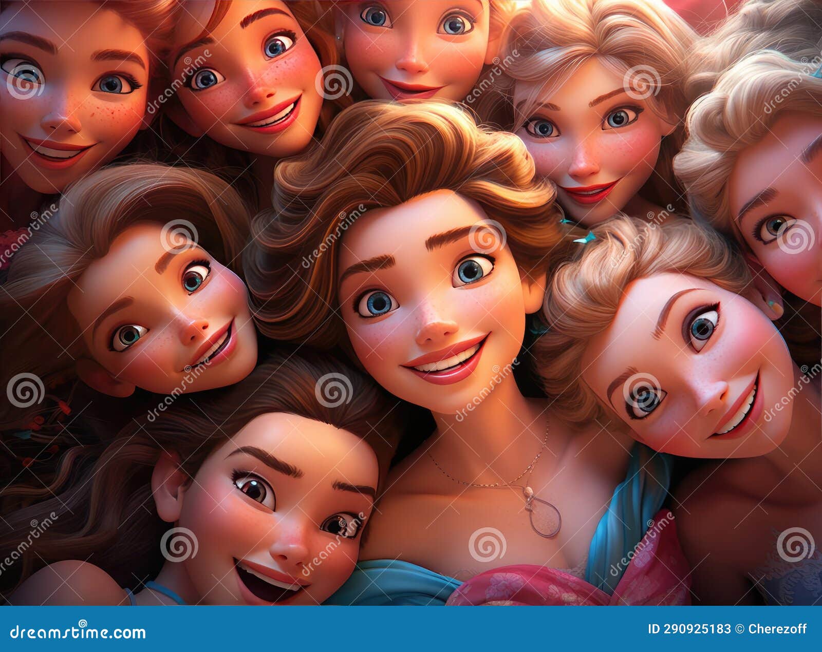 A Group of Princesses Smiling Stock Image - Image of cosplay, generated ...