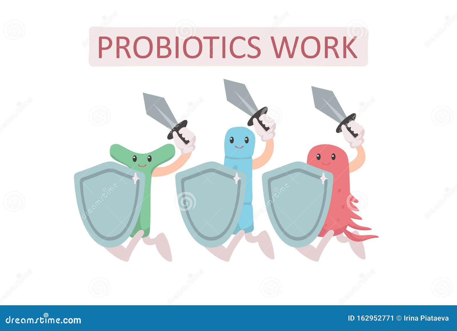Group of Probiotics with Shields and Swords. Digestion Protection ...