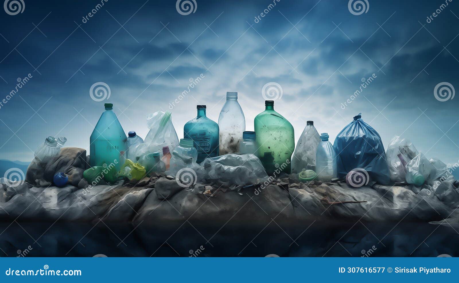 Group of Problem Plastic Bottles and Microplastics Stock Illustration ...