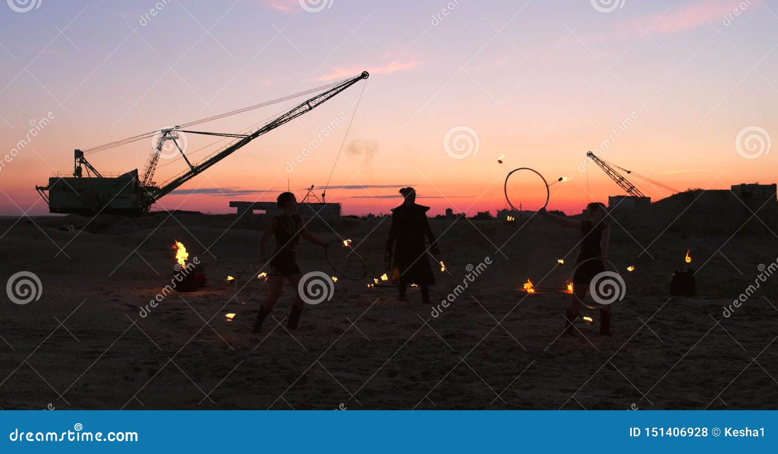 A Group of Professional Circus Performers with Fire Shows Dance Shows ...