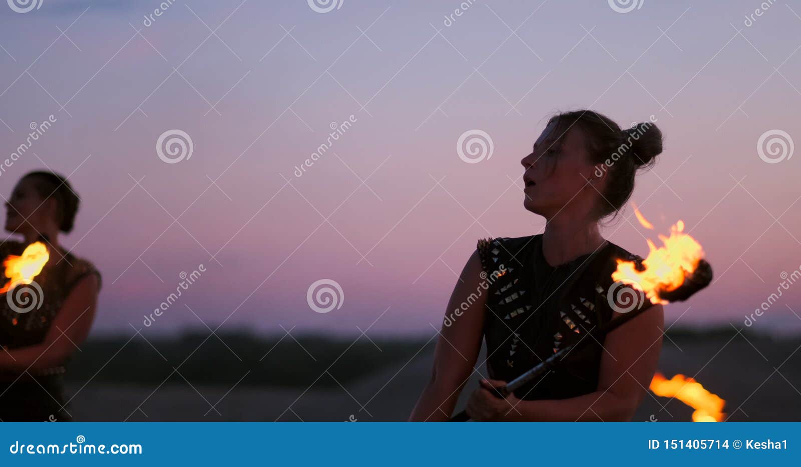 A Group of Professional Circus Performers with Fire Shows Dance Shows ...