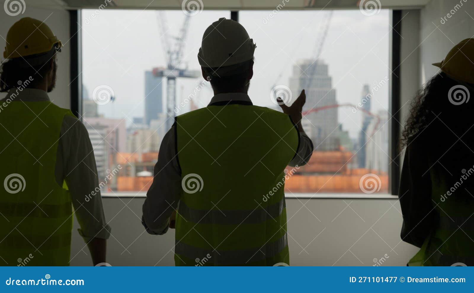 Group of Professional Civil Engineers Team Working on New Building ...